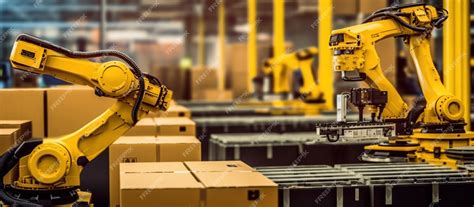 Smart Robot Arm Systems For Innovative Warehouse And Factory Digital Technology Automation