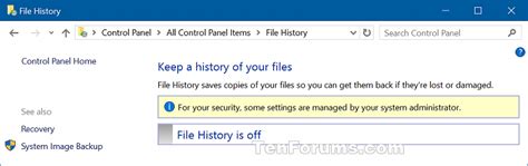 Enable Or Disable File History In Windows Tutorials