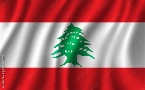 Vecteur Stock Lebanon Flag Waving Lebanese National Flag Background Vector Illustration