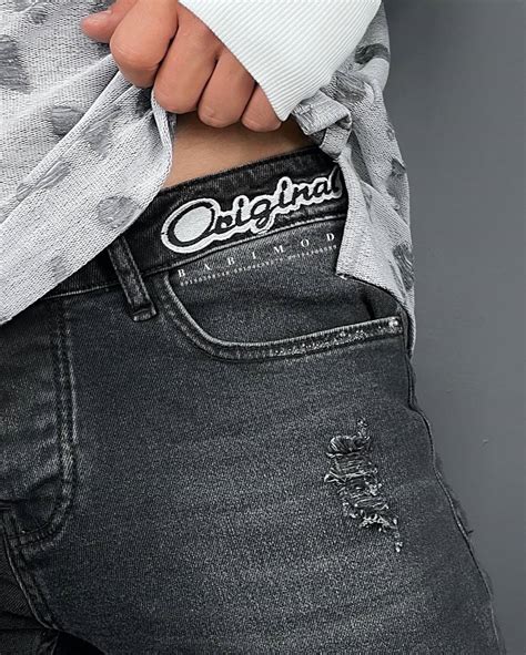 خرید و قیمت شلوار جین ذغالی اسکینی ذاپ دار Amiri کد 47510 بابی مد