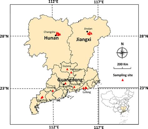 The Location Of Rice Sampling Sites In South China Download