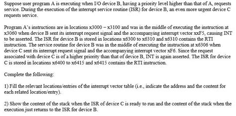 Suppose User Program A Is Executing When Io Device