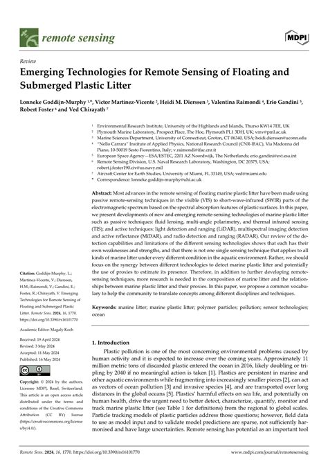 Pdf Emerging Technologies For Remote Sensing Of Floating And