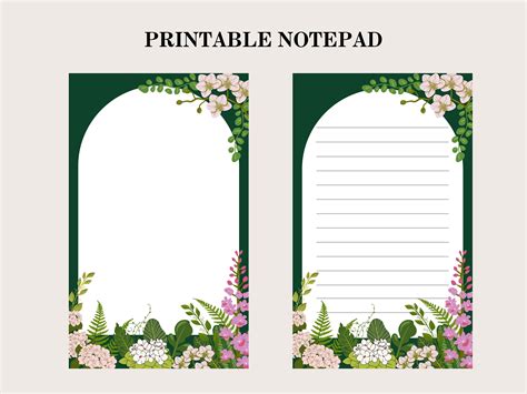 Printable Notepad Template Digital Download Greenery Style Pdf File Etsy