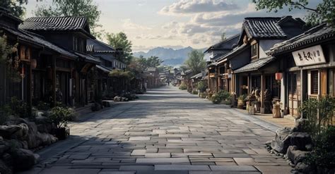 A Picturesque Ancient Chinese Village With Traditional Architecture