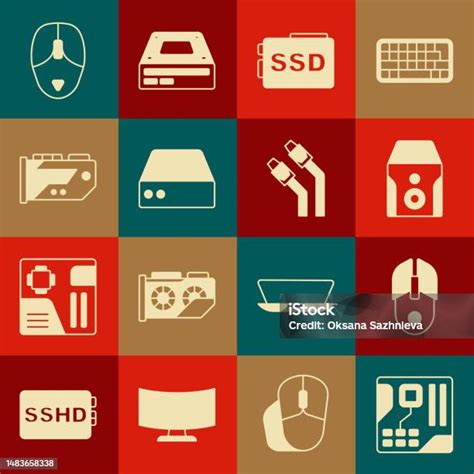 Set Motherboard Digital Chip Computer Mouse Uninterruptible Power Supply Ssd Card Server Data