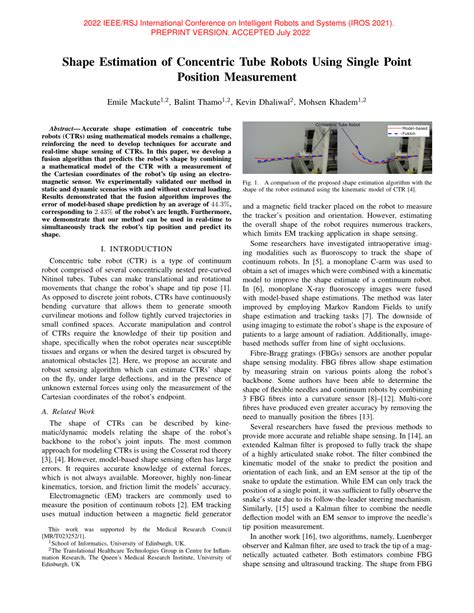 Pdf Shape Estimation Of Concentric Tube Robots Using Single Point
