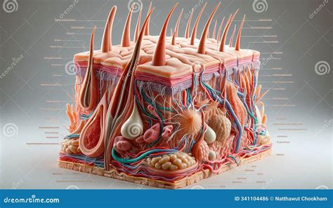 Detailed Anatomy Of Human Skin Layers And Structures Stock Illustration Illustration Of Layers