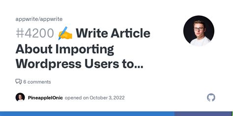 ️ Write Article About Importing Wordpress Users To Appwrite · Issue 4200 · Appwriteappwrite