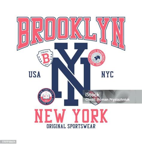 뉴욕 브루클린 티셔츠 디자인 대학 패치 패치가 있는 Ny 티셔츠 프린트 대학 스타일의 의류 및 스포츠웨어를 위한 타이포그래피