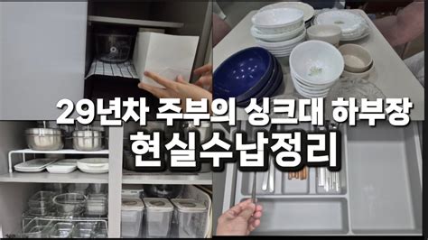29년차 주부의 싱크대 하부장 현실수납 정리틈새공간 활용 다이소 추턴템주방 수세미걸이 교체 Youtube