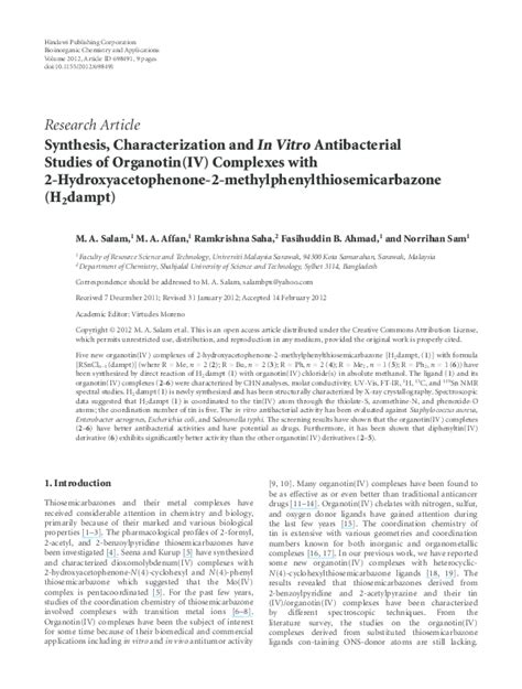 Pdf Synthesis Characterization And In Vitro Antibacterial Activity Of Coordination Polymers