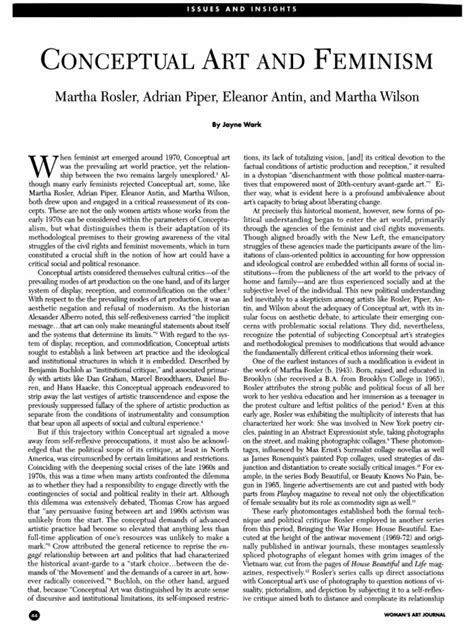 Conceptual Art And Feminism Martha Rosler Adrian Piper Eleanor