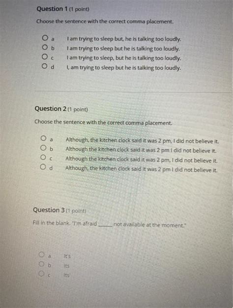 choose the sentence with the correct comma placement