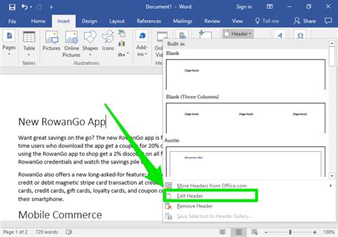 headers and footers microsoft word