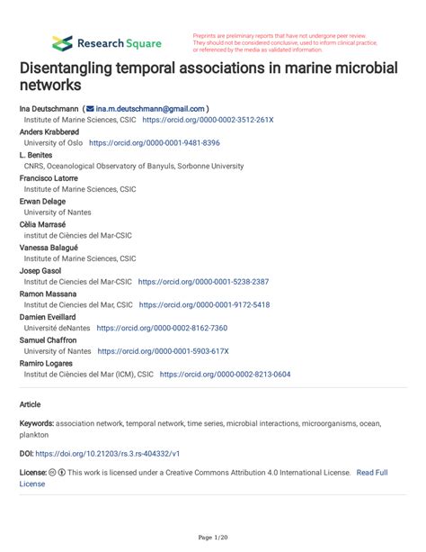 Pdf Disentangling Temporal Associations In Marine Microbial Networks