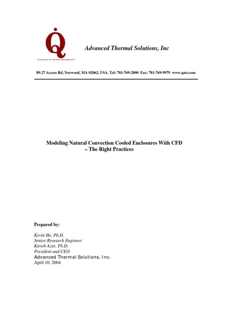 Atc Cfdesign Natural Convection Validation Pdf Computational Fluid Dynamics Temperature