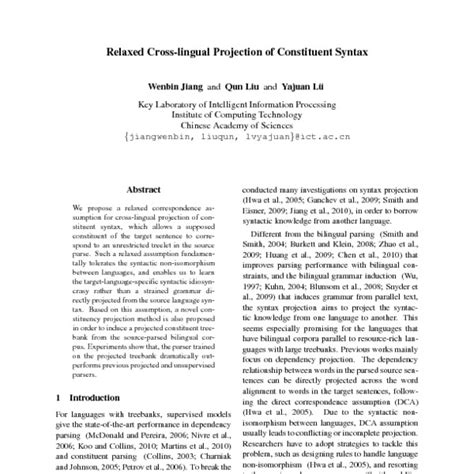 Relaxed Cross Lingual Projection Of Constituent Syntax Acl Anthology
