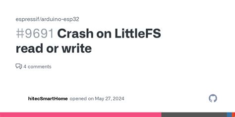 Crash On Littlefs Read Or Write · Issue 9691 · Espressifarduino Esp32 · Github