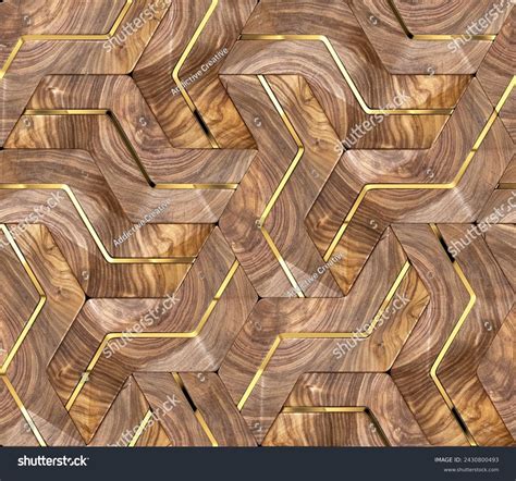 Geometric Wood Design 3d Panels Gold Stock Illustration 2430800493 Shutterstock