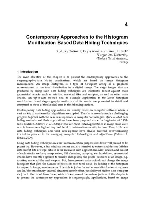 Pdf Contemporary Approaches To The Histogram Modification Based Data Hiding Techniques
