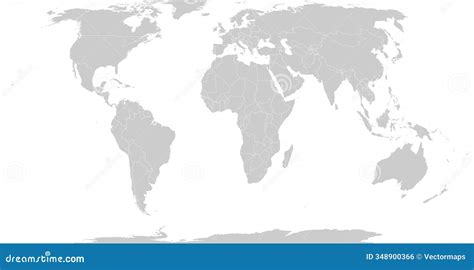 World Map With Country Boundary In Wgs 1984 Equal Earth Greenwich Coordinate System Vector