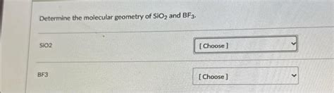 Solved Determine The Molecular Geometry Of Sio2 And Bf3