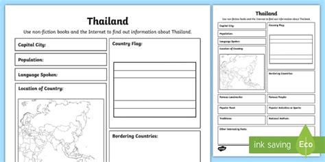 Thailand Fact File Worksheet Teacher Made Twinkl