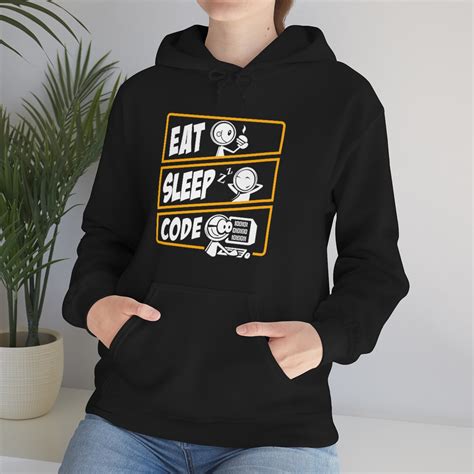 Eat Sleep Code Coder Computer Pc Kapşonlu 3 İplik Şardonlu Unisex