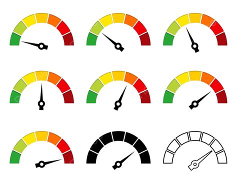 Vector Illustration Of Simple Flat Design Speedometer Icon Set As Performance Indicator