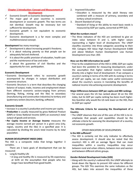 ECON DEV Economic Development Chapter 1 Introducion Concept And Measurement Of Development
