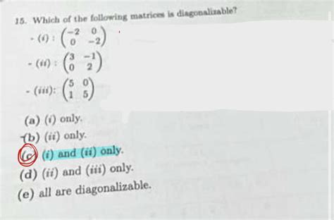 solved which of the following matrices is
