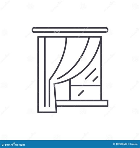Curtains Line Icon Concept Curtains Vector Linear Illustration Symbol