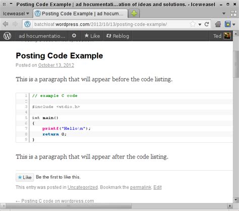 Posting C Code On Ad Hocumentation • N Fast