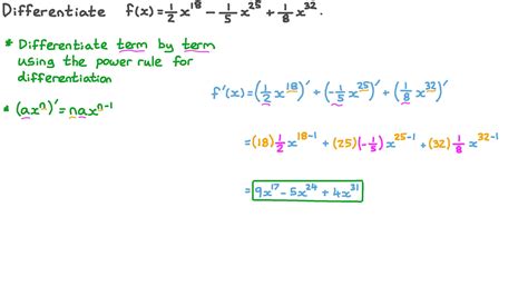 Question Video Differentiating Polynomial Functions Nagwa