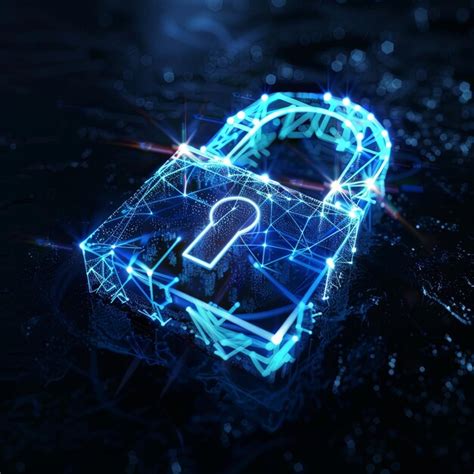 Futuristic Digital Lock Symbol In Glowing Blue Premium AI Generated Image