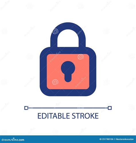 Locked Padlock Pixel Perfect Rgb Color Ui Icon Stock Vector