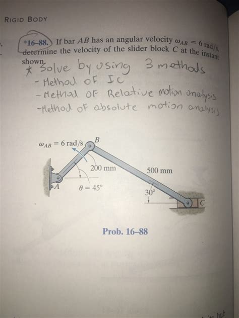 Solved If Bar AB Has An Angular Velocity Omega AB Rad S Chegg