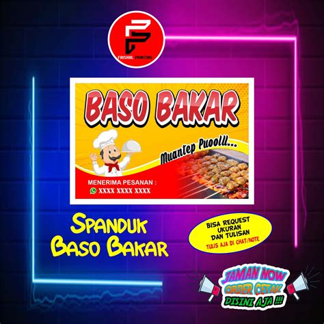 Spanduk Warung Baso Bakar Banner Baso Bakar Spanduk Warung Makanan Banner Custom Ukuran