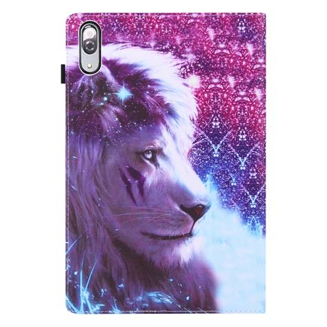 Lenovo 탭 P11 Pro Tb Xj706f 컬러 드로잉 수평 플립 Pu 가죽 케이스 홀더 및 카드 슬롯 및 지갑 및 슬립 모닝 기능 라이온