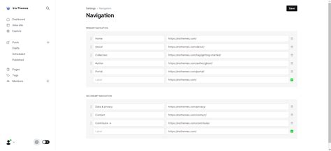 Setting Navigation In Ghost Iris Themes