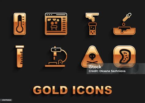 세트 현미경 피펫 박테리아 삼각형 경고 독성 시험관과 플라스크 의료 온도계 및 화학 온라인 아이콘과 페트리 접시 벡터 건강 진단에 대한 스톡 벡터 아트 및 기타 이미지