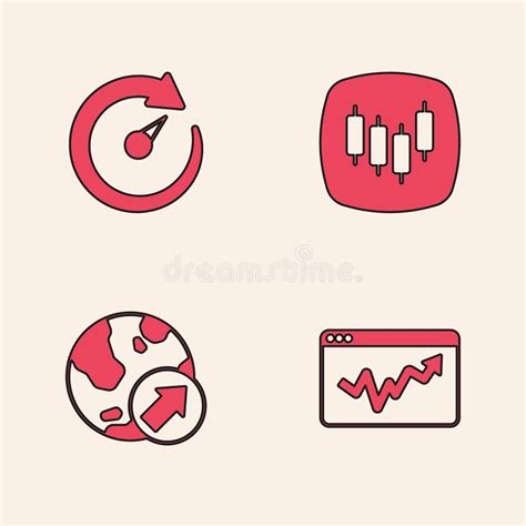 Set Graph Chart Infographic Digital Speed Meter Browser With Stocks