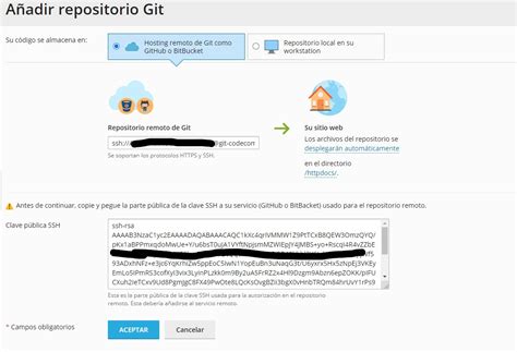 configurar repositorio git de aws codecommit en plesk