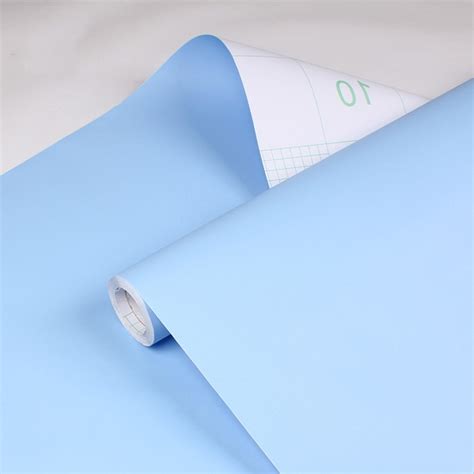 5 Pcs 60cm X 1m 자기 접착 일반 벽지 Pvc 접착제 솔리드 컬러 어린이 유치원 스티커 밝은 파란색 Y814