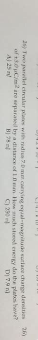 Solved Two Parallel Circular Plates With Radius Mm Chegg