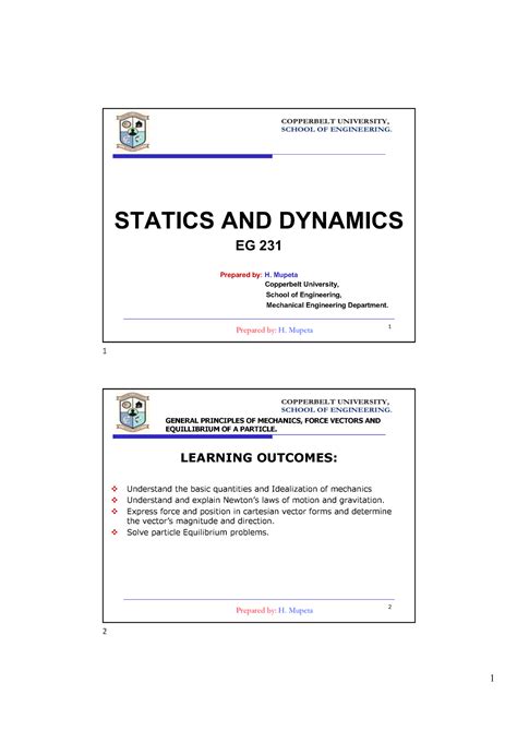 Eg 231 Lecture 1 2020 Warning Tt Undefined Function 32 1 Statics And Dynamics Eg 231