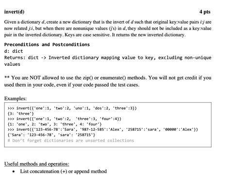 solved invert d 4pts given a dictionary d create a new
