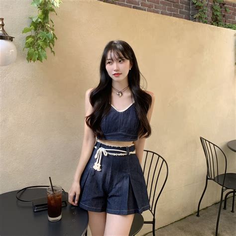 데이지멜로우 Set 데이트룩 너무예쁨 23ss 데님 매듭 셋업 미니원피스 Ops 여행룩 Y2k 청 투피스