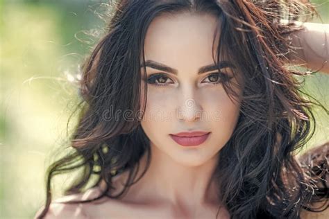 Woman Face Sensual Young Woman Posing With Slim Body Beautiful Model